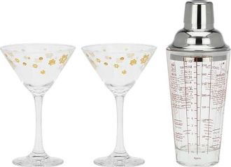 Thun 2er Set Martini-Gläser mit Shaker Weihnachtsüberraschungen