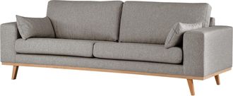 Mørteens home24 2-Sitzer Sofa Beige/Braungrau Webstoff Lark 197 x 81 x 88cm Buche Hell Modern