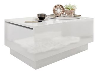 Mirjan24 Wohnzimmertisch Morezi, Couchtisch mit Stauraum, Sofatisch, &Ouml;ffnung Oben, Kaffeetisch, Teetisch (Wei&szlig; Hochglanz, 90x60)