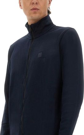 HUGO BOSS Zip Cotton Sweatshirt - Blue