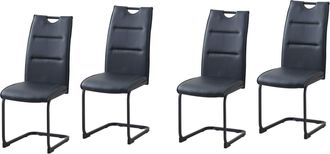 Hti-Line Schwingstuhl 4er Set PU schwarz DannyP Freischwinger Esszimmerstuhl Kunstleder