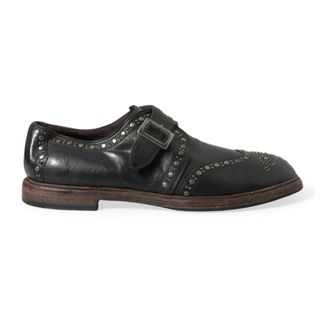 Dolce & Gabbana Elegante M&ouml;nchsriemen aus Kalbsleder Schuhe - - Shoes - Herren - Schwarzk - 44 EU