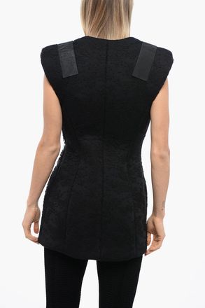 Balmain Gepolsterte Weste Aus Spitze Mit Klettverschluss Balmain