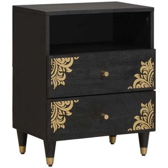 vidaXL vidaXL Cabinet de chevet Noir 50 x 33 x 62 cm Bois de mangue massif