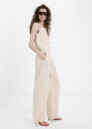 Mango Lyocell-Hose mit mittlerer Bundh&ouml;he hellgrau/pastellgrau - Damen - 34 - MANGO