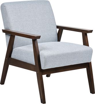 Beliani Retro Wohnzimmer Sessel Polsterbezug grau mit Armlehnen Holzgestell Asnes