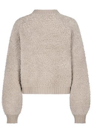 Sublevel Strickpullover Damen Strickpullover Rundhals Boucl&eacute;-Garn, Ballon&auml;rmel, Rundhalsausschnitt