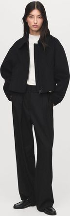 Mango Bomberjacke aus Wolle schwarz - Damen - XXS - MANGO