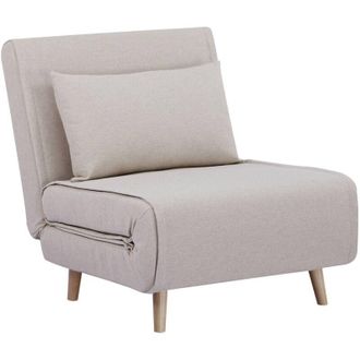 Sweeek Sweeek - Chauffeuse convertible tissu pi&eacute;tement bois 1 place beige Guest