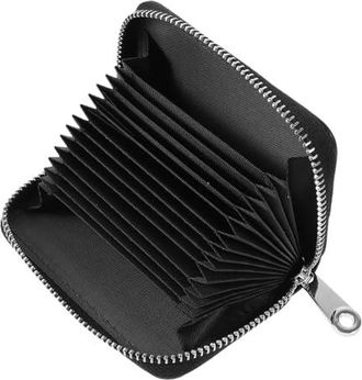 BESTONZON Porte-Cartes Zippé Petit Format Noir Portefeuille Femme Compact à Grosse Capacité Organiseur de Cartes Multiples Emplacements Shopping et Sorties