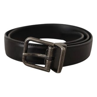 Dolce & Gabbana unisex, Accessoires, Noir, Taille: ONE Size Calf Leather Logo Metal Buckle Belt