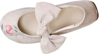 Generic Chaussures plates pour femme avec noeud et bout rond - Tendance - L&eacute;g&egrave;res et confortables - Respirantes - Coupe large - Chaussures Mary Jane - Pour le