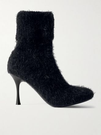 Gianvito Rossi Bottines En Mailles C&ocirc;tel&eacute;es Bross&eacute;es Aspen 95 - Noir
