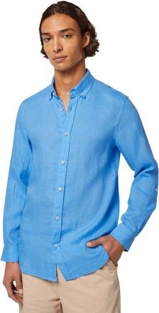Scotch & Soda Mens Seasonal core-Regular fit Linen Shirt, Aqua Blue, XXL