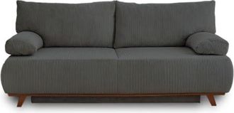 Best Mobilier Canap&eacute; Convertible avec Coffre Cristal en Velours C&ocirc;tel&eacute; - Canap&eacute; Lit - Sofa Gris Fonc&eacute; 3 Places - Salon