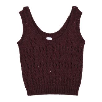 Eleventy Maglia Traforata A V - - Tops - Damen - Rot - XS