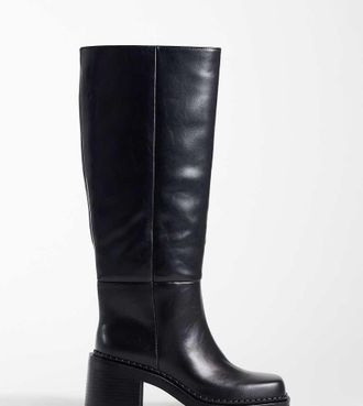 Asos Wide Fit Cadence Stiefel mit Blockabsatz zum Hineinschl&uuml;pfen in Schwarz