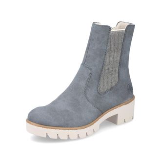 Rieker Damen Chelsea Boots X5780, Frauen Stiefeletten,Booties,halbstiefel,Kurzstiefel,uebergangsschuhe,uebergangsstiefel,hoch,blau (14),41 EU / 7.5 UK