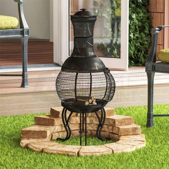 Home Discount Home Discount - Stahl-Chiminea bbq Feuerstelle Grill, Patio Garten Schale, Outdoor Camping Heizer, Holzofen