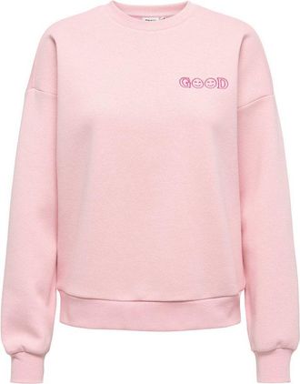 Only Sweatshirt ONLDAZE L/S O-NECK TERRY PRINT CS SWT mit Print auf der Vorder- und R&uuml;ckseite