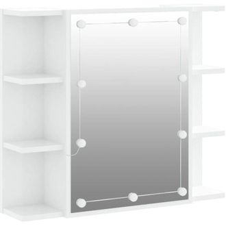 vidaXL Spiegelschrank mit led Hochglanz-Wei&szlig; 70x16,5x60 cm - Vidaxl