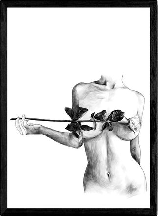 Nacnic Poster Erotik Drucke Kommode mit Blumen gezeichnet mit sinnlichen Bildern des weiblichen K&ouml;rpers. Innendekoration mit erotischen Illustrationen. A3