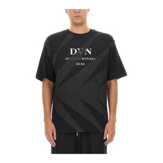 Dries Van Noten Graphic Print Baumwoll-T-Shirt - - Tops - Herren - Schwarzk - L