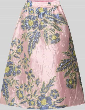 Milano Regular Fit Midirock mit floralem Allover-Stitching