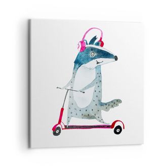 Arttor Bilder auf Leinwand Kinder Roller Tier Leinwandbild mit Rahmen 60x60cm Wandbilder Dekoration Wohnzimmer Schlafzimmer Küche Deko Groß Wanddeko Bild Wan