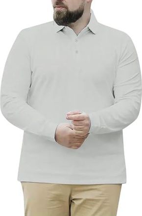 Generic Polo &agrave; manches longues pour homme - Basique - Avec boutonni&egrave;re - Confortable - Respirant - Pour la mi-saison - Pour le quotidien, gris, M