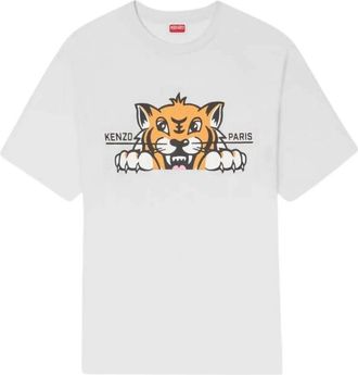 Kenzo Homme, Tops, Beige, Taille: XS Happy Tiger Oversize T-shirt