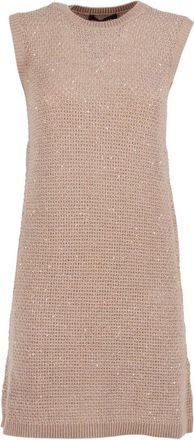 Fabiana Filippi Femme, Robes, Beige, Taille: 36 FR Mini-robe en ruban de coton avec sequins