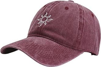 Generic Casquette de baseball tendance pour homme et femme avec boucle en denim, visi&egrave;re pare-soleil pour grandes t&ecirc;tes, Rouge, Taille unique