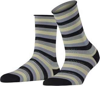 Falke Dopamine Stripe W SO lyocell motif fantaisie 1 paire, Chaussettes Femme, Noir (Black 3000), 35-38
