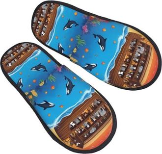 Generic Modèle Animaux Sur LArche De Noé 2 Pantoufles Maison Pantoufles En Peluche Confort Slippers Pour Extérieur Unisex Intérieur M