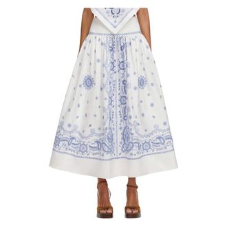 Self Portrait Femme, Jupes, Multicolore, Taille: 38 FR Cotton Embroidered Midi Skirt