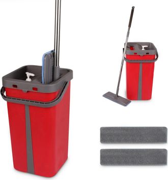 Cenocco CC9077-RD Bodenwischer, flach, Mikrofaser, mit Auswringsystem, Doppelbett, leicht zu reinigen, für alle Arten von Böden, Rot