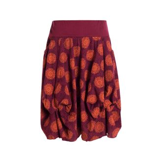 vishes knielanger Ballon-Rock mit Bl&uuml;tenmuster in Dunkelrot | Gr&ouml;&szlig;e XL (42) | Handgefertigt aus 100% Baumwolle | Ideal f&uuml;r jeden Anlass | Nachhaltige Alterna