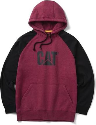 CAT Caterpillar Raglan Hooded Sweatshirt Carmenere Heather/Black