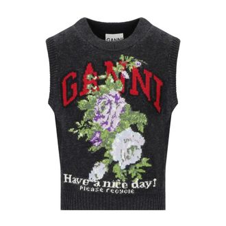 Ganni Flowers Weste - - Knitwear - Damen - Grau - S