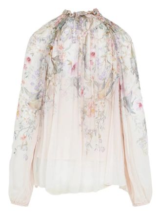 Zimmermann Womens Rebellion Billow Ruffled Floral-Pattern Top Ss26 W