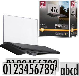 Paulmann 94243 Solar Hausnummernleuchte Yoko LED Außenleuchte incl. 1x1,2 Watt Anthrazit Kunststoff 3000 K Warmweiß, 1.2 W
