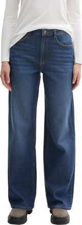 Tom Tailor Wide Leg Jeans mit High Waist, Used Dark Stone Blue Denim, 31/32