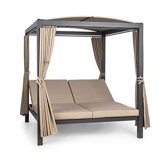 Blumfeldt Bain de Soleil Double, Transat Jardin Exterieur 2 Personnes, Chaise Longue de Jardin en Polyester, Imperméable, Chaise Longue avec Dossier Réglable, S