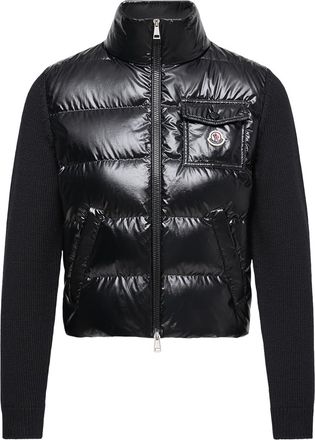 Moncler Moncler Cardigan Zipp&eacute; En Laine Matelass&eacute;e, Femme, Noir, Taille: Xs