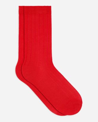 Arket Gerippte Socken Aus Seidenmischung -Rot