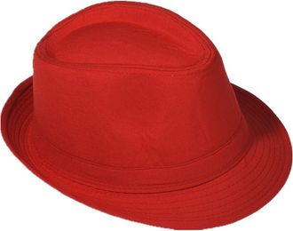 Miobo Strohhut Panama Fedora Trilby Gangster Hut Sonnenhut mit Stoffband Farbe:-Rot Gr:-54