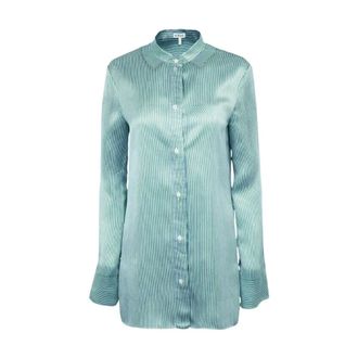 Loewe Femme, Blouses et Chemises, Bleu, Taille: 42 FR Chemise ray&eacute;e en m&eacute;lange de soie