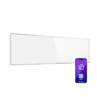 Klarstein Infrarotheizung mit Thermostat, 300W Elektroheizung, Smart Home Bild-Infrarotheizung zur Wandmontage, IR mit IoT/WiFi App-Control, Feuchtraum Flach-He