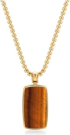 Nialaya Homme, Accessoires, Jaune, Taille: M Collier Plaque dIdentit&eacute; Oeil de Tigre